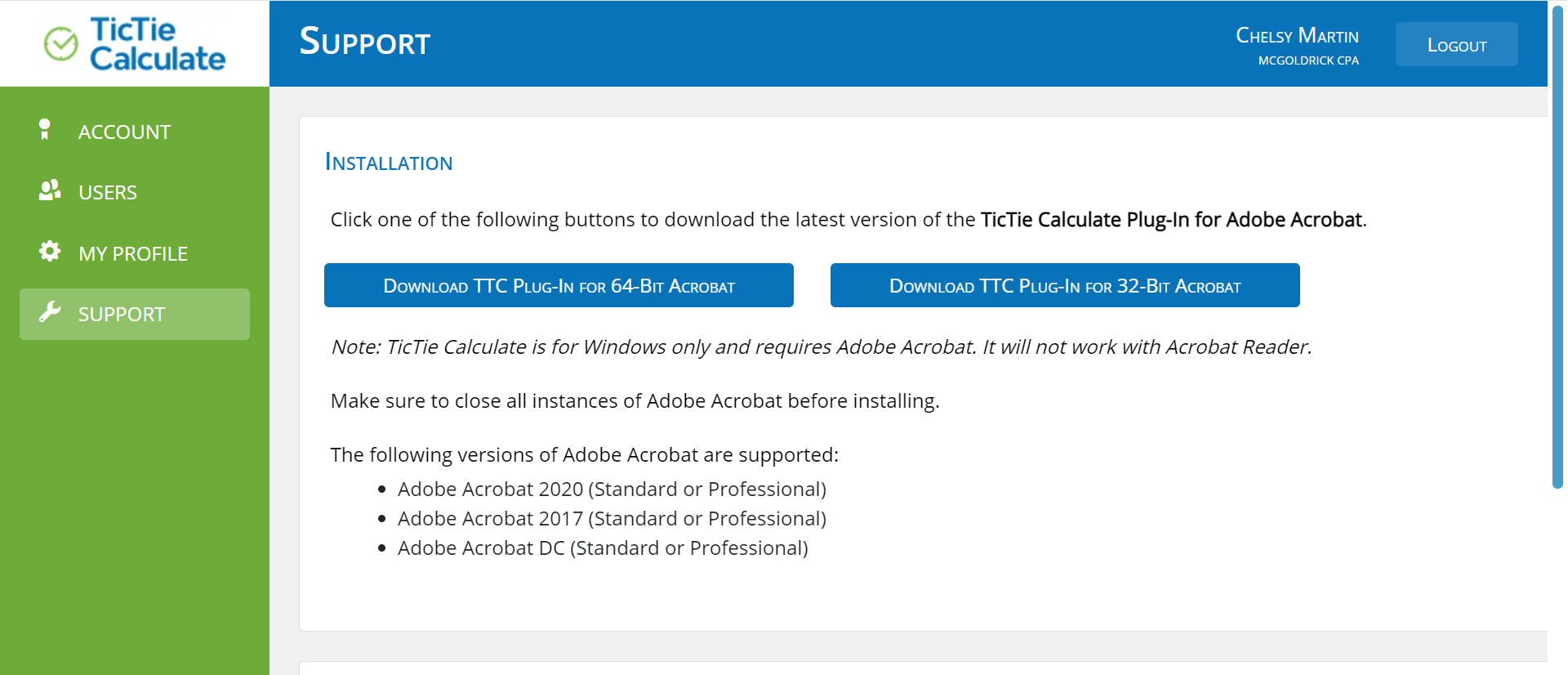 Online Account Version 5.x – Tic Tie Calculate