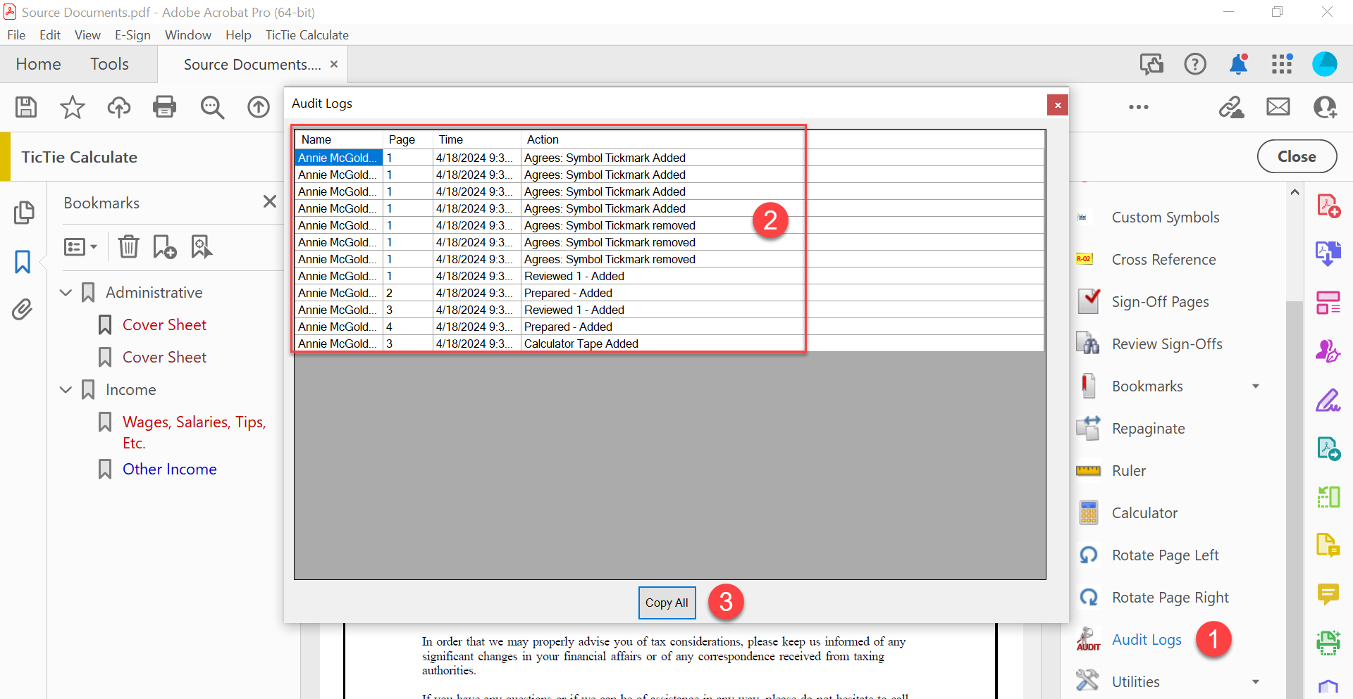 Audit Log – Tic Tie Calculate